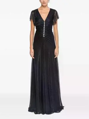 NISSA Crystal-detail Maxi Dress - Black