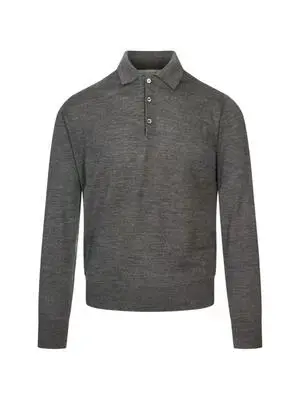 Canali Long-sleeve Polo Shirt - Grey