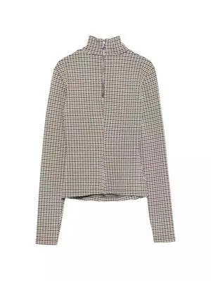 Patrizia Pepe Micro-check High-neck Top - Neutrals