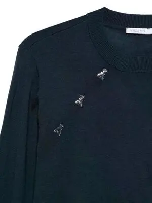 Patrizia Pepe Fly-embellished Wool Knit - Blue