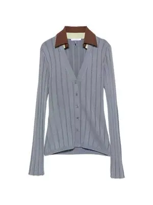 Patrizia Pepe Ribbed Colour-block Cardigan - Grey