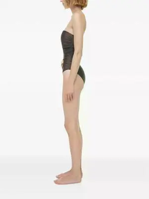 Simkhai Lorena Shell-embellished Strapless Swimsuit