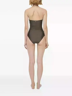 Simkhai Lorena Shell-embellished Strapless Swimsuit
