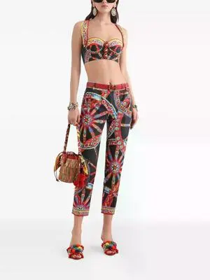 Dolce & Gabbana Carretto-print Poplin Trousers - Black