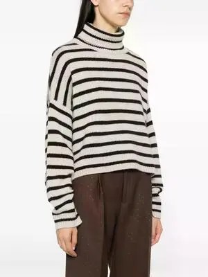 LISA YANG Zerlina Striped Roll-neck Sweater