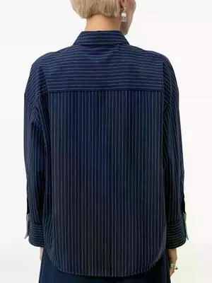 Hugo Pinstripe Cotton Poplin Blouse With Embroidered Logo