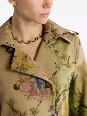 Etro Cotton Gabardine Trench Coat With Floral Motif