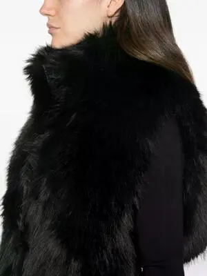 Patrizia Pepe Faux Fur High Neck Gilet - Black