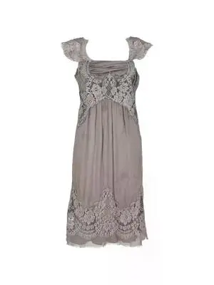 Alberta Ferretti Lace-panelled Mid Silk Dress - Grey