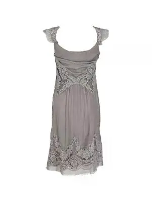 Alberta Ferretti Lace-panelled Mid Silk Dress