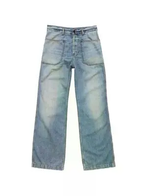 Acne Studios Logo-patch Wide-leg Jeans - Blue