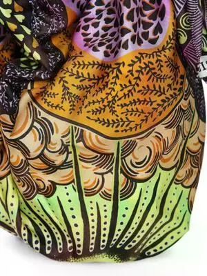 ATELIER VLISCO Abstract-print Leather-strap Backpack