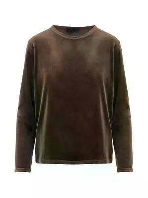 F.IT Velvet-effect Crew-neck Sweater - Brown