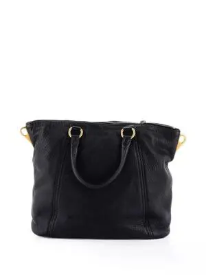 Prada Top Zip Convertible Vitello Daino Large Tote Bag - Black