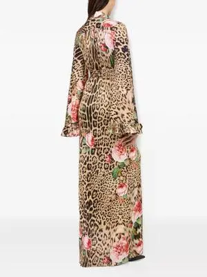 Roberto Cavalli Leopard-print Floral-print Maxi Dress
