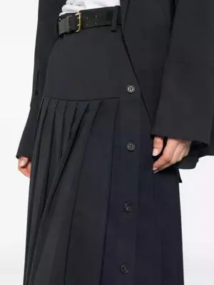N°21 Pleated Button-detail Midi Skirt