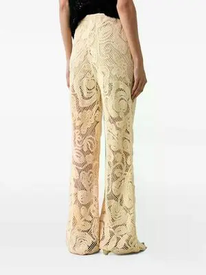 BENETTON Crochet-knit Wide-leg Trousers - Neutrals