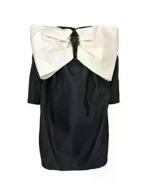 Vintage Bow-detail Off-shoulder Mini Dress