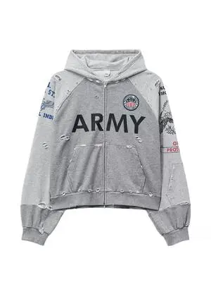 PROTOCOL INDEX Reconstructed Distressed Hoodie - Grey