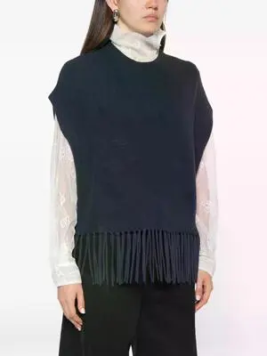 Patrizia Pepe Fringed Wool Poncho