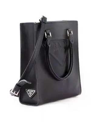 Prada Logo Drill Tote Leather Mini Crossbody Bag