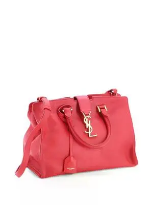 Saint Laurent Classic Y Cabas Leather Small Satchel - Red