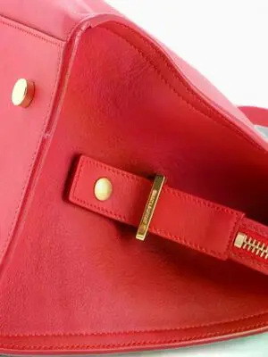 Saint Laurent Classic Y Cabas Leather Small Satchel - Red