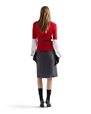 Prada Short-sleeved Ribbed Knit Wool Sweater