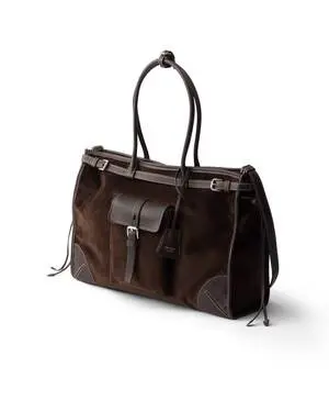Prada Bonnie Extra Large Corduroy And Leather Handbag