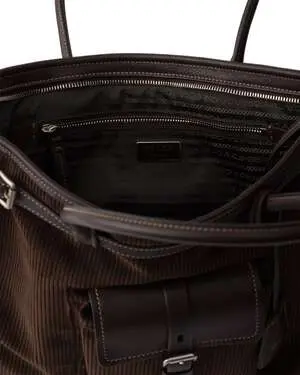 Prada Bonnie Extra Large Corduroy And Leather Handbag