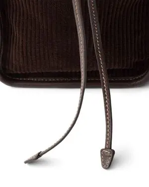 Prada Bonnie Extra Large Corduroy And Leather Handbag