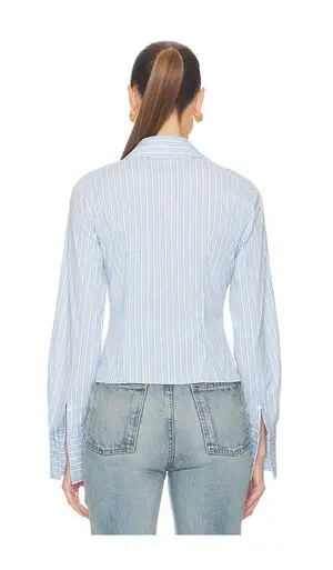 HELSA Stripe Poplin Fitted Shirt - Blue