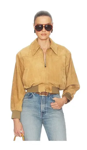 HELSA The Suede Zip Bomber In . Also - Brown