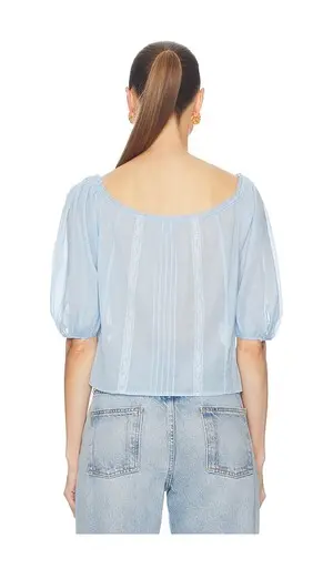 HELSA Voile Peasant Blouse In . Also - Blue
