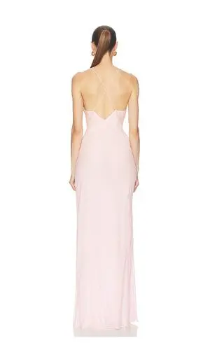 HELSA Sheer Georgette Gown With Lace In . Also