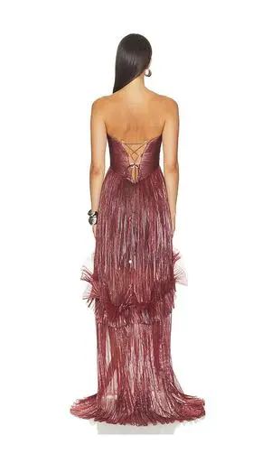 MARIA LUCIA HOHAN Silk Metallic Plissé Yumi Dress