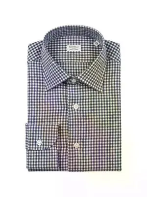 BORRIELLO NAPOLI Gingham-check Long-sleeve Shirt - Blue