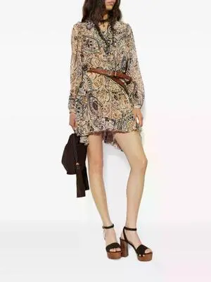 Etro Paisley-print Ruffled Dress - Neutrals