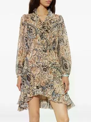 Etro Paisley-print Ruffled Dress - Neutrals