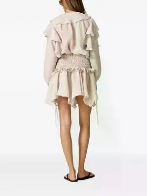 PNK Ruffled Smocked-waist Mini Skirt