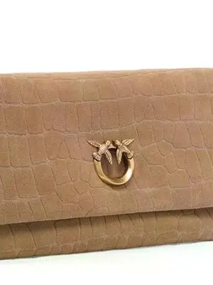 Pinko Croc-effect Love Birds Shoulder Bag