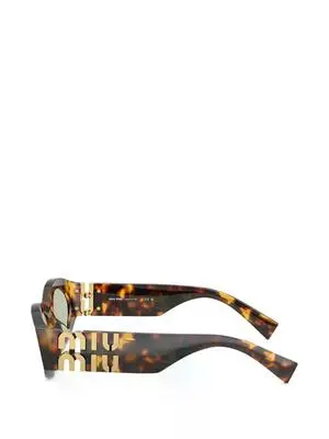 Miu Miu Tortoiseshell-effect Oval-frame Sunglasses