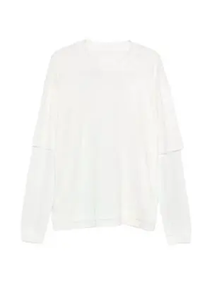 WOC Orange Layered-sleeve Crew-neck T-shirt - Grey