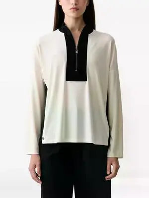 Joseph Ribkoff Two-tone Zip-up Blouse - Neutrals
