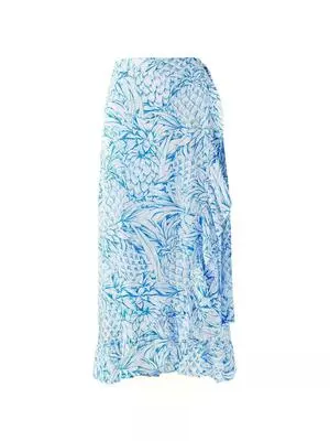 Melissa Odabash Midi Pineapple-print Ruffled Skirt