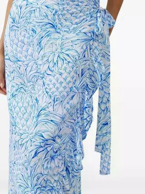 Melissa Odabash Midi Pineapple-print Ruffled Skirt