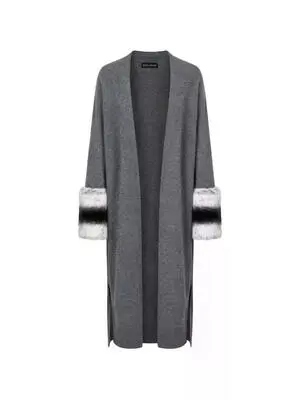 IZAAK AZANEI Faux-fur Trimmed Cardigan - Grey