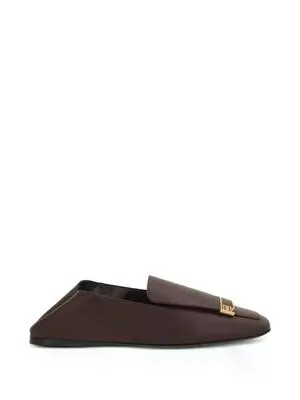 SERGIO ROSSI Logo Buckle Square Toe Loafers