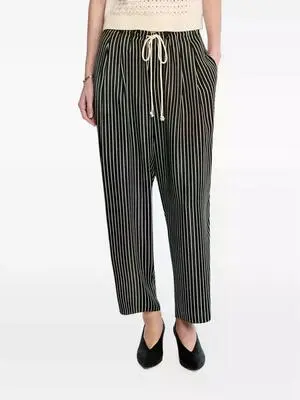 Maria Mcmanus Pinstriped Drawstring-waist Trousers - Black