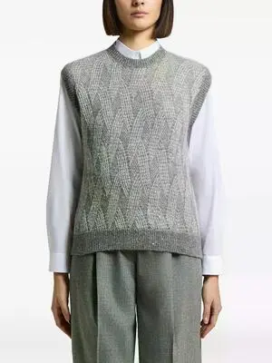 Peserico Sequin-embellished Open-knit Vest - Grey